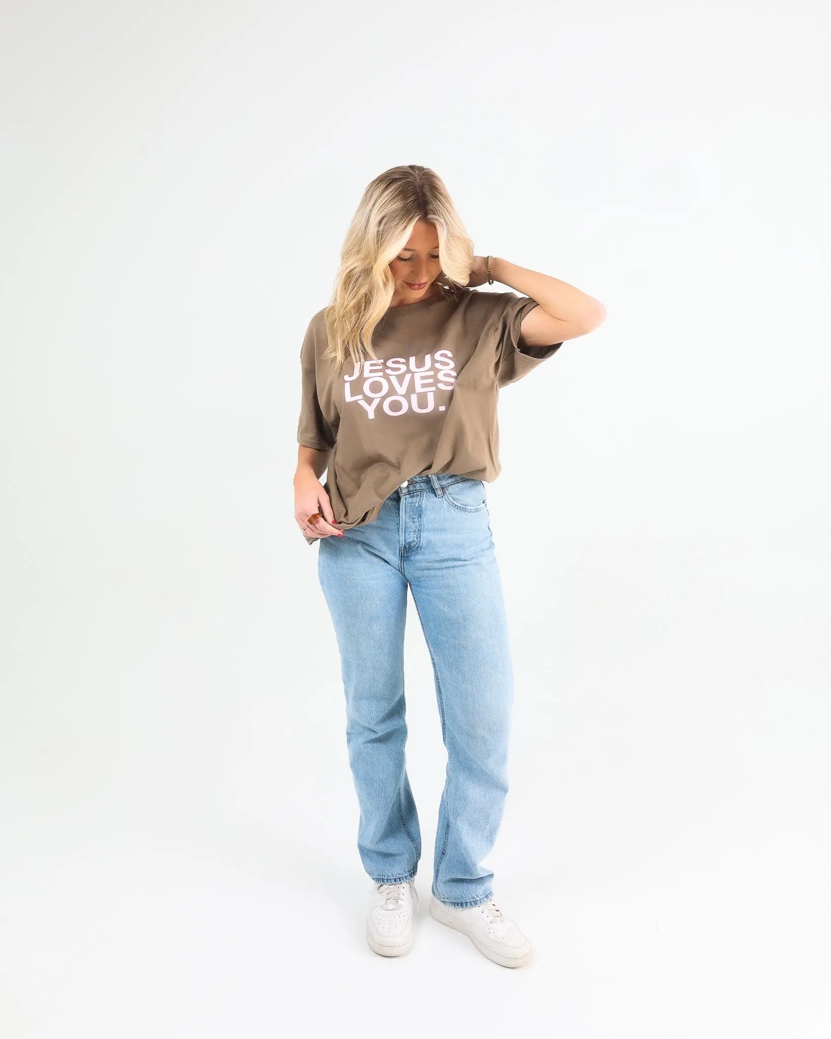 "The Earthtone Tees" - Mocha/Blush – Jesus Loves You